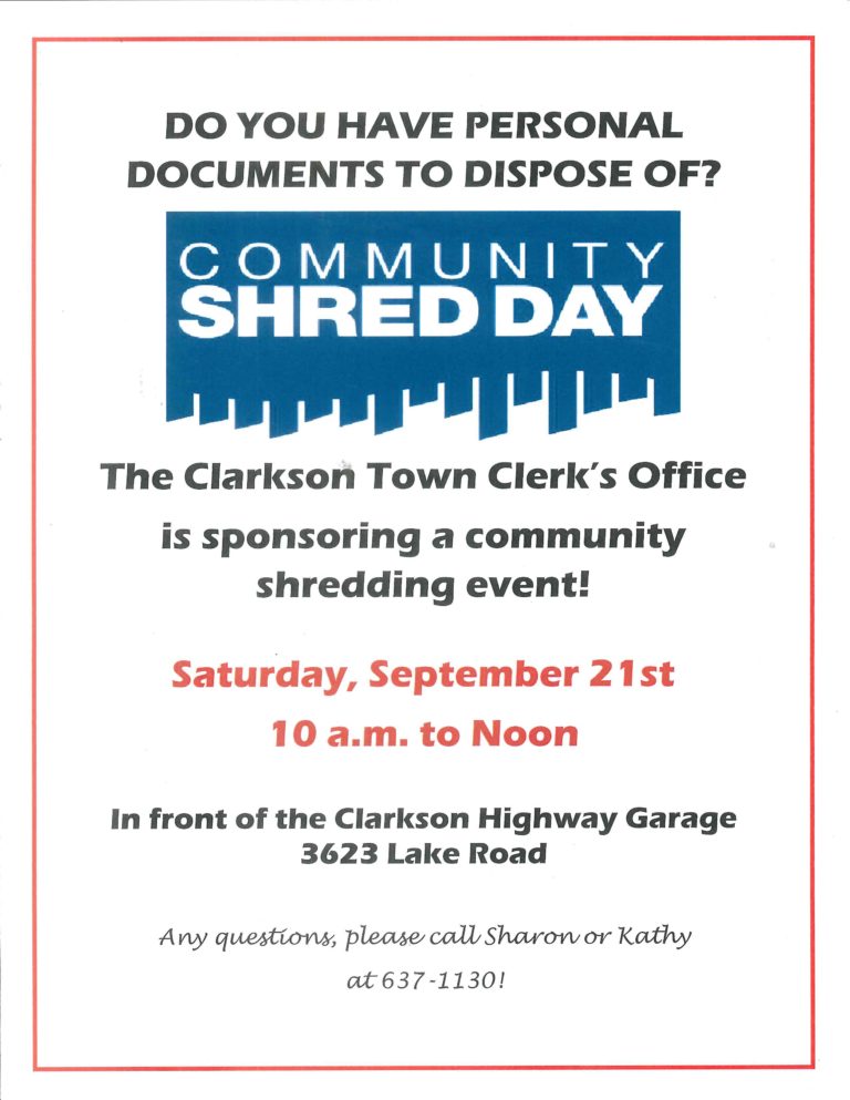 Community Shred Day – Town of Clarkson