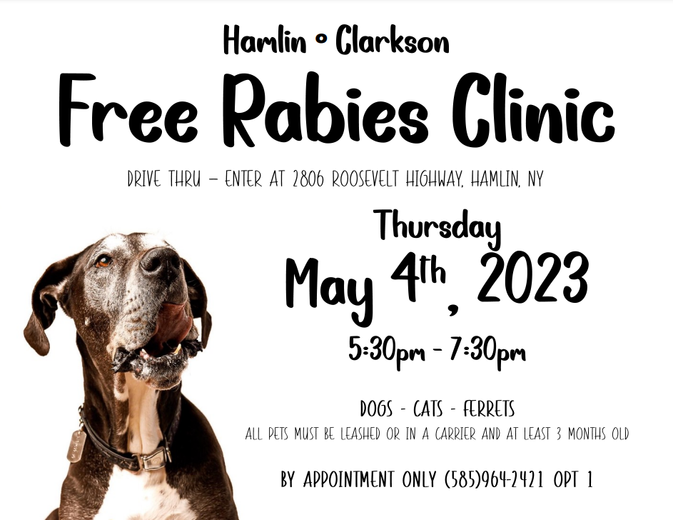 Free Rabies Clinic – May 4th! – Town of Clarkson