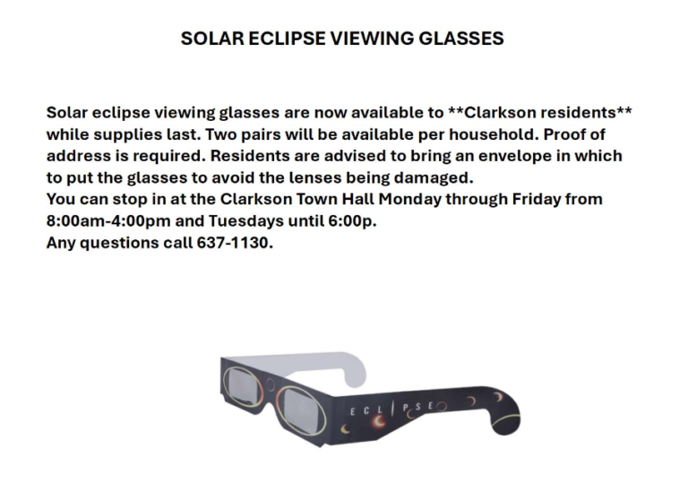 Solar Eclipse Viewing Glasses! – Town of Clarkson