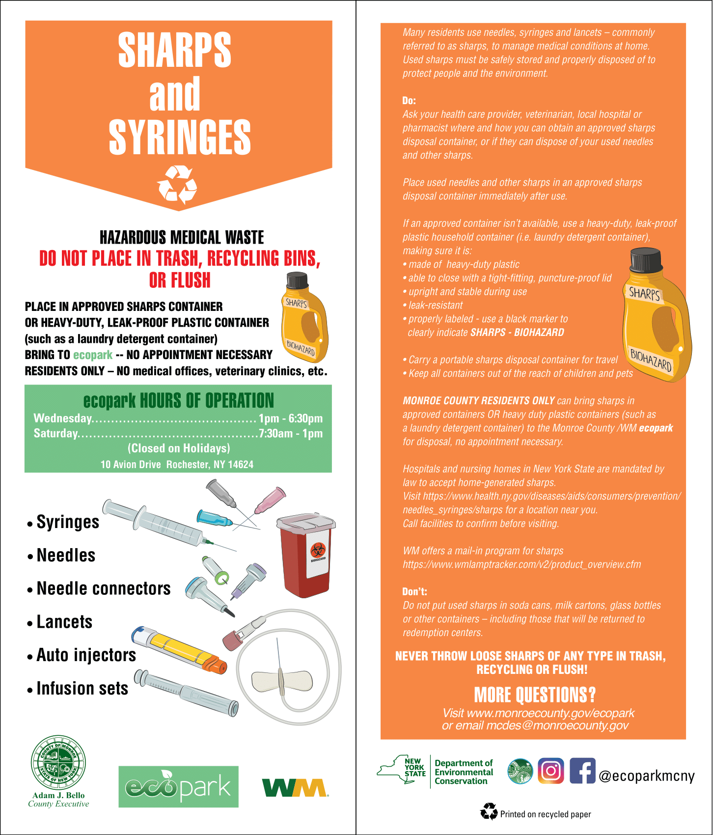 Sharps & Syringes – Disposal Information – Town of Clarkson